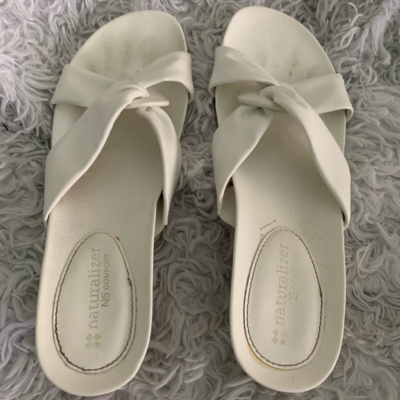 Naturalizer | Shoes | Naturalizer N5 Comfort White Wedge Slides | Poshmark